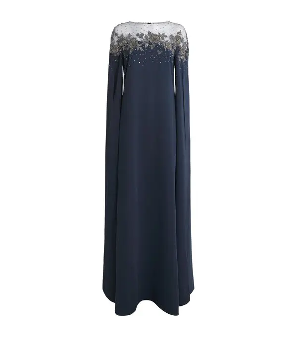 Carolina Herrera Embellished Cape Gown