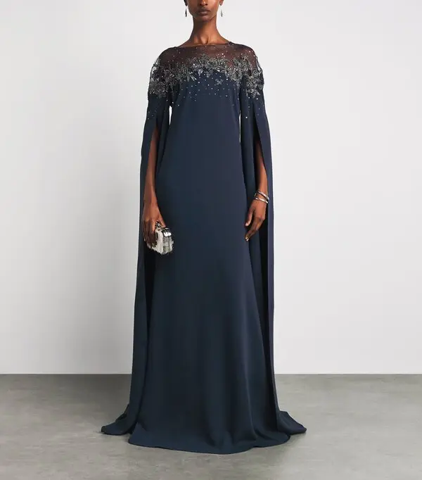 Carolina Herrera Embellished Cape Gown