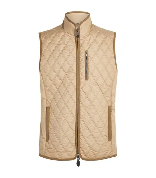 Purdey Suede-trim Quilted Gilet