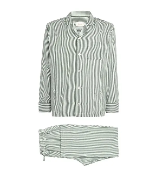 Harrods Cotton Stripe Pyjama Shirt - Green