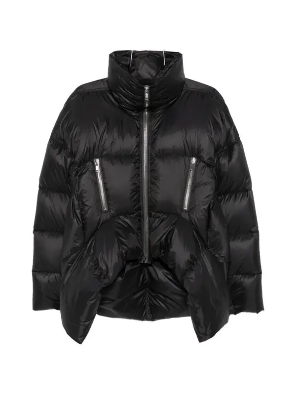Rick Owens High-neck Down Jacket With Zip Closure And Pockets - Nero