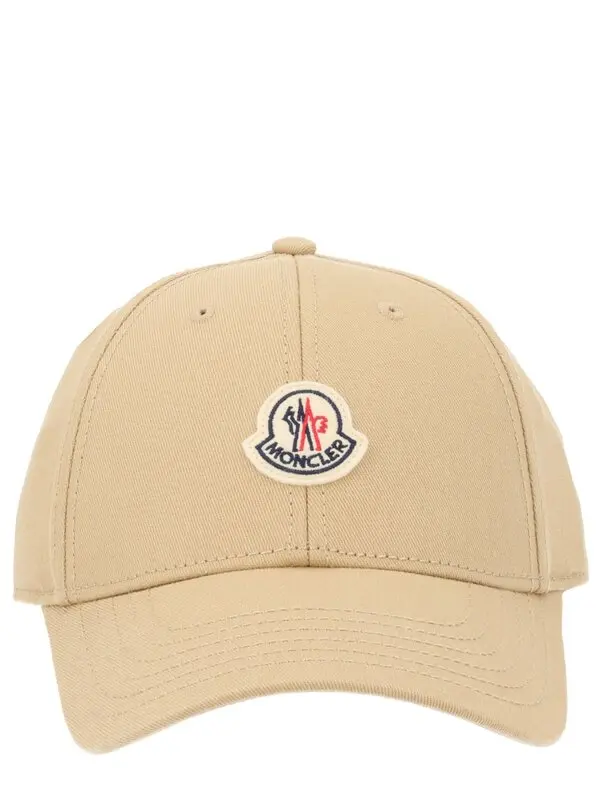 Moncler Monogram Logo Cotton Baseball Cap - Beige