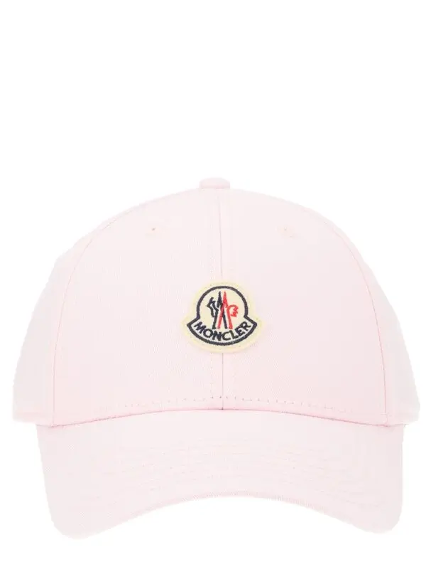 Moncler Logo Cotton Baseball Cap - Pink