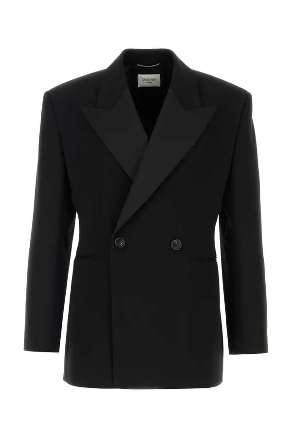 Saint Laurent Double-breasted Textured Blazer Jacket