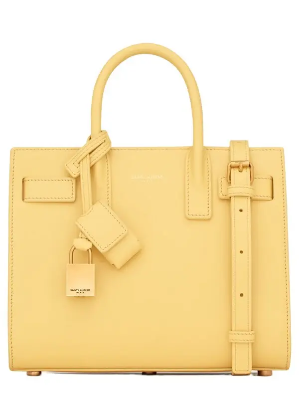 Saint Laurent Mini Leather Tote Bag - Yellow