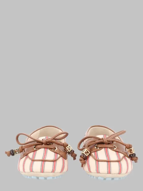 Fendi Ff Canvas Moccasin Loafers With Leather Trim - Multicolour