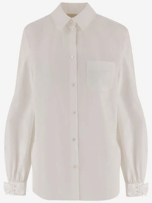 Valentino Garavani Bow Cuff Front-button Shirt - Bianco