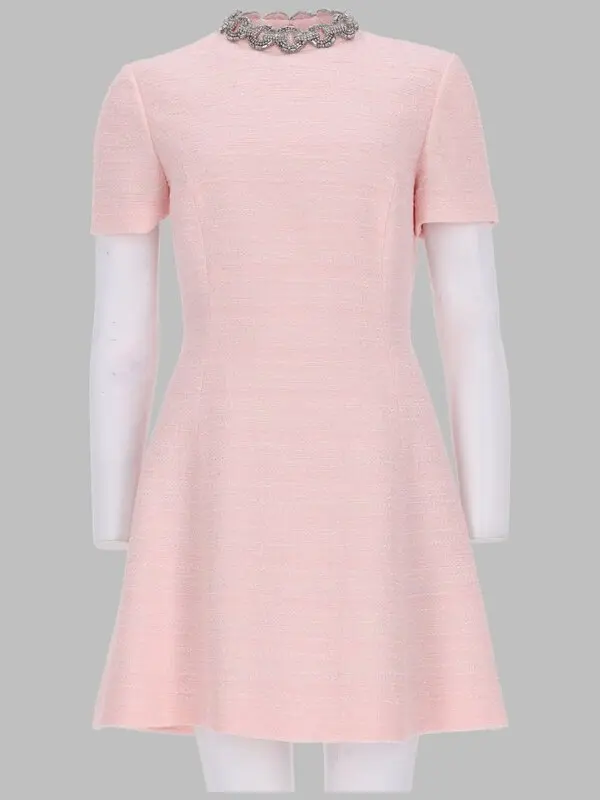 Valentino Garavani Short Gown In Crinkle Cotton Tweed