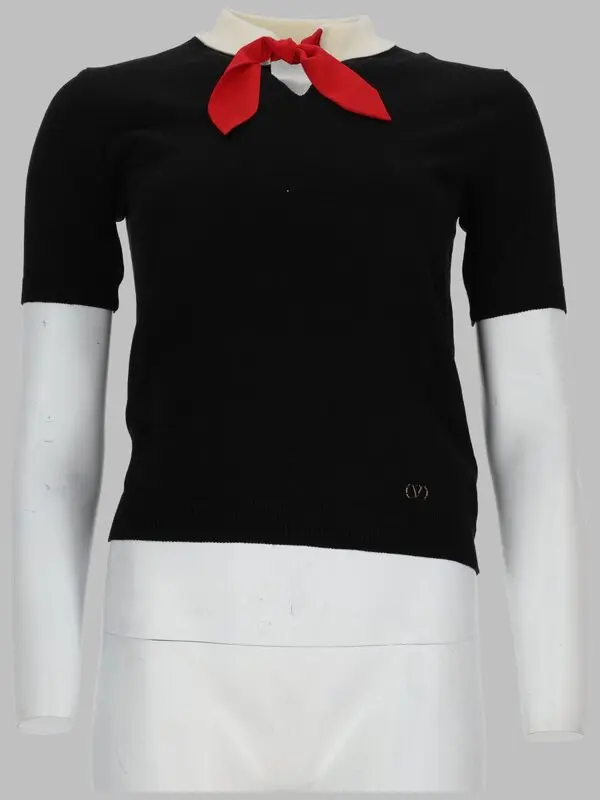 Valentino Garavani Wool Sweater With Bow Detail - Black