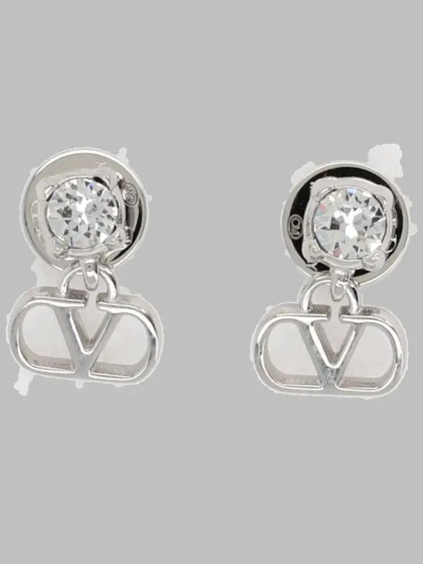 Valentino Garavani Vlogo Signature Strass Mini Earrings - Silver