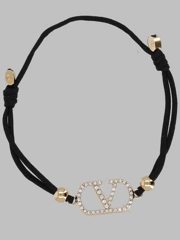 Valentino Garavani V Logo Signature Rhinestone Bracelet - Black