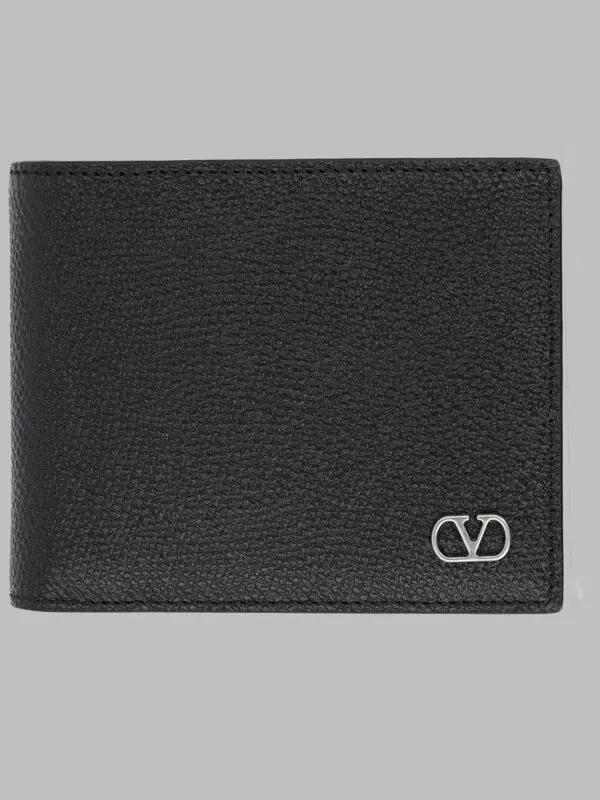 Valentino Garavani Mini Vlogo Signature Leather Wallet 11cm X 9cm X 2cm - Black