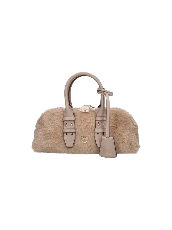 Pinko Faux Shearling Top Handle Bag
