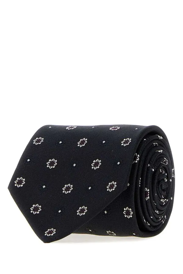 Saint Laurent Embroidered Jacquard Tie - Printed