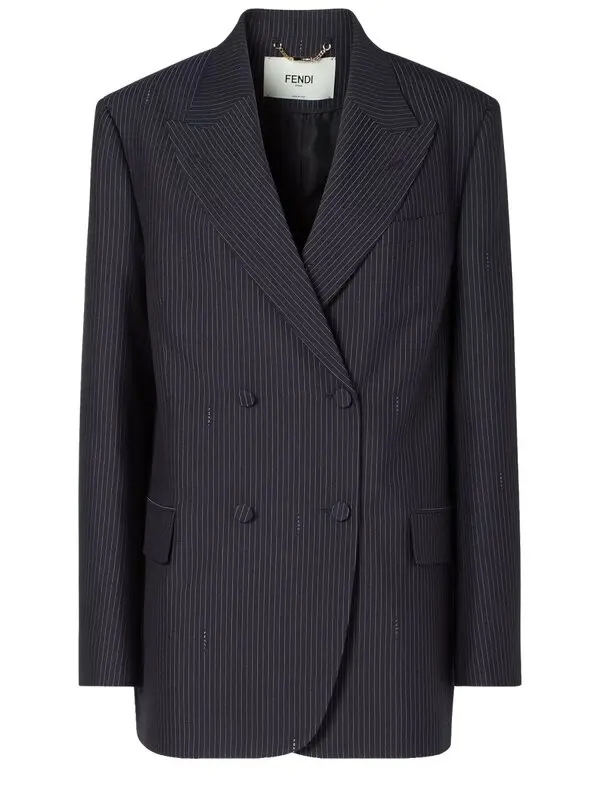 Fendi Pinstripe Wool Double-breasted Blazer