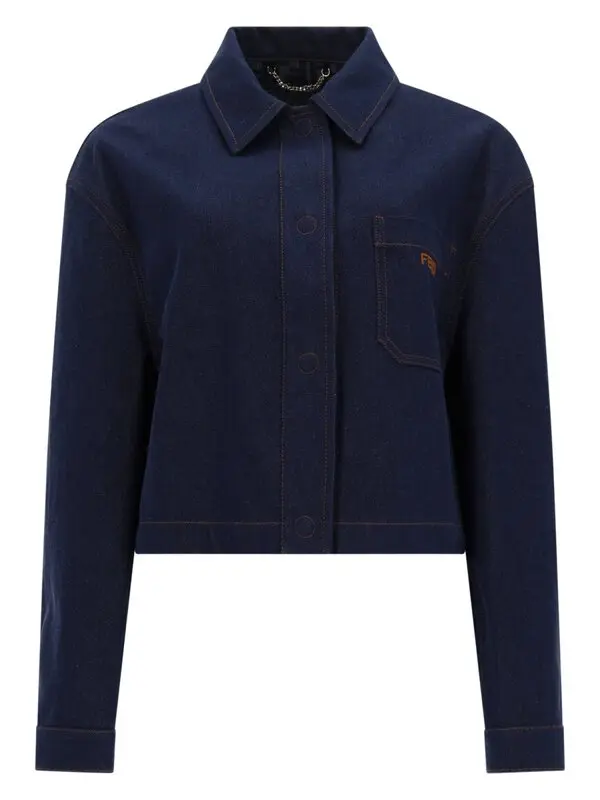 Fendi Embroidered Logo Denim Jacket For