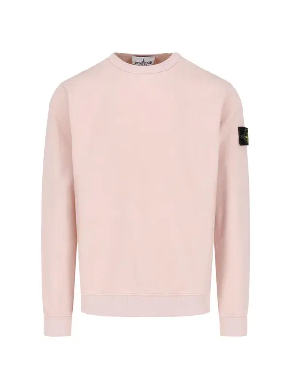 Stone Island Crewneck Sweatshirt With Fleece Lining And Badge Detail - Rosa