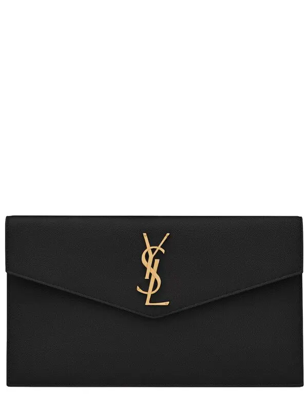 Saint Laurent Uptown Medium Leather Pouch Handbag - Black