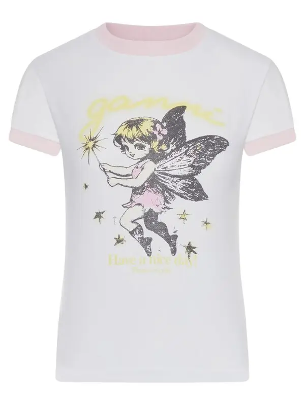 GANNI Logo Graphic Oversized Organic Cotton T-shirt