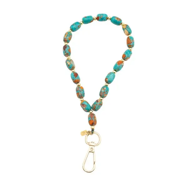 STARFISH PROJECT Blue / Red Sierra Bloom Turquoise Emperor Stone Beaded Phone Wrist Strap - Blue/red