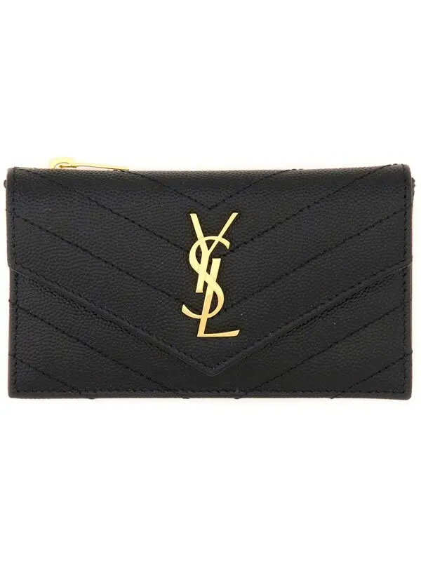 Saint Laurent Mini Leather Card Case Wallet - Black