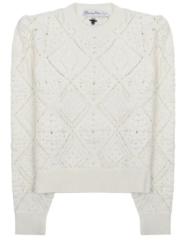 Dior 100% Cotton Open-knit Sweater