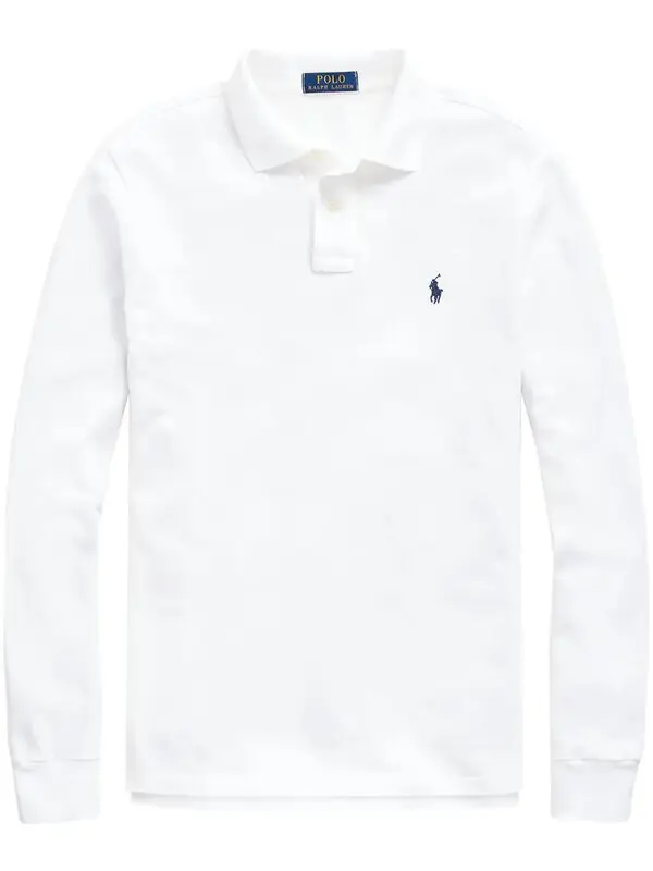 Polo Ralph Lauren Ribbed Knit Polo Shirt With Embroidered Pony And Slim Fit - Bianco