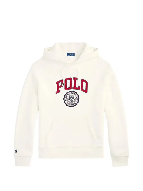 Polo Ralph Lauren Flocked Logo Pullover Hoodie - Bianco
