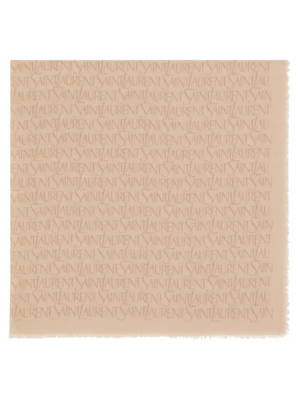 Saint Laurent Modal & Cashmere Square Scarf 135 X 135 Cm - Beige