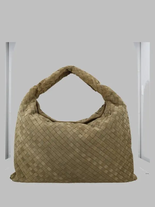 Bottega Veneta Large Hop Shoulder Bag In Calf Leather - Green