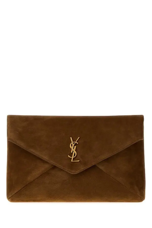 Saint Laurent Suede Large Envelope Clutch