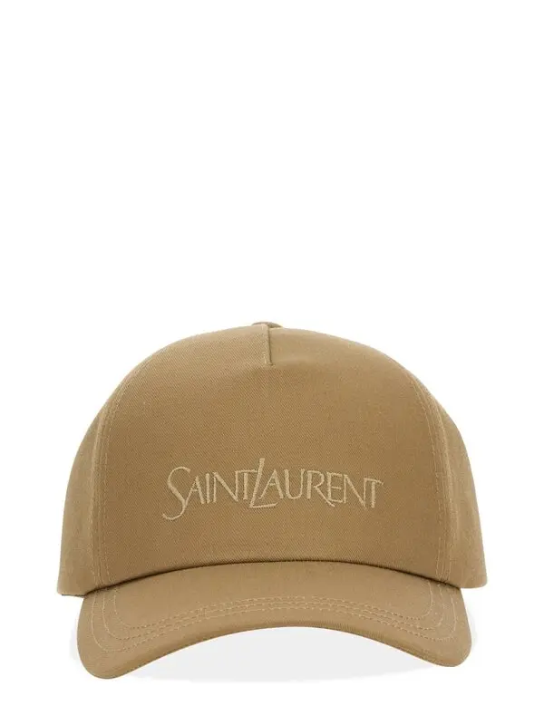 Saint Laurent Logo Baseball Hat - Beige