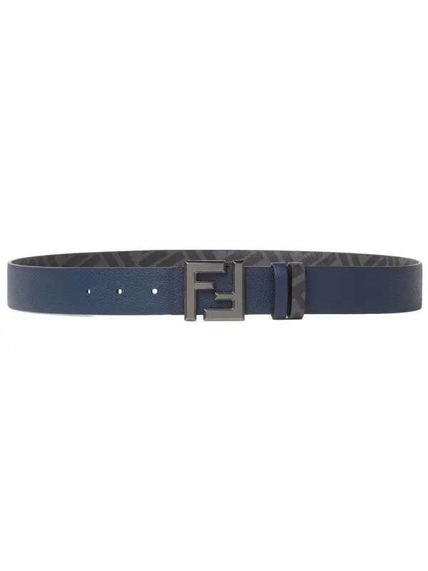 Fendi Reversible Leather Belt With Squared Detail - Blue