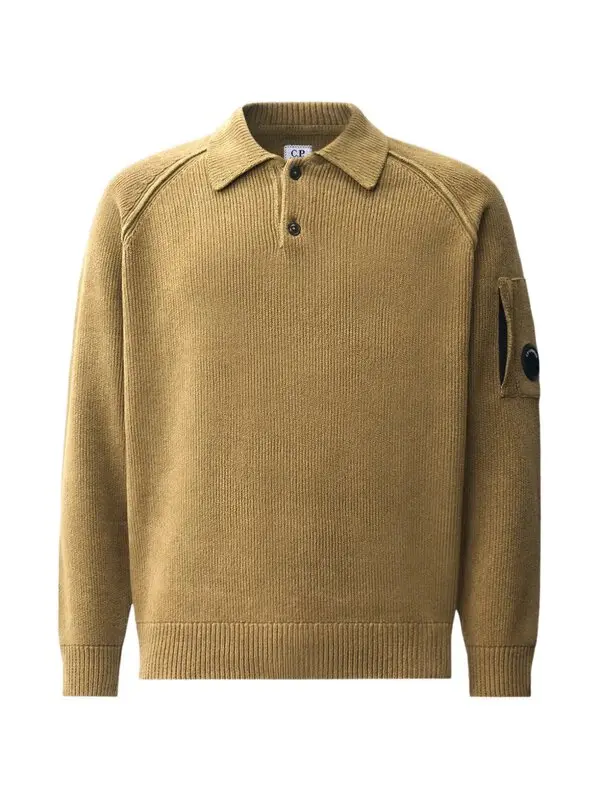 C.P. COMPANY Ribbed Cotton Polo Sweater With Magnifying Pocket And Two-button Placket - Verde