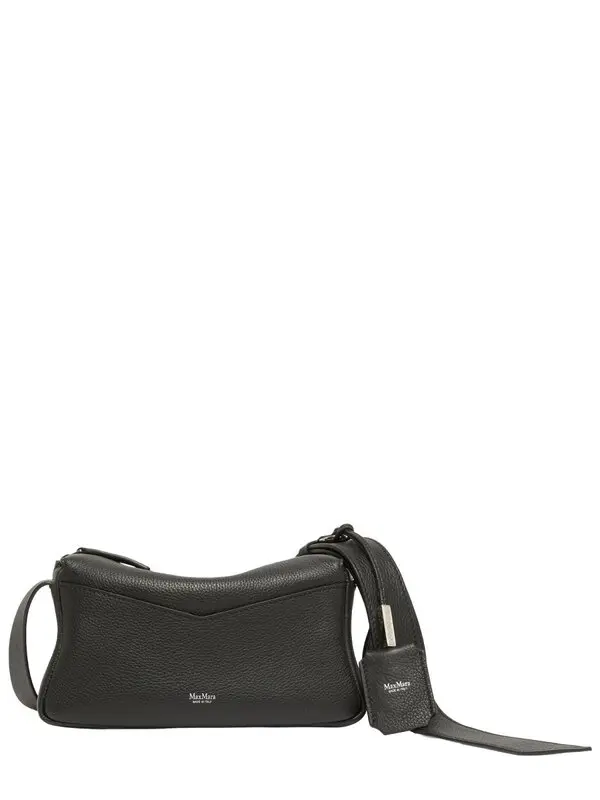 Max Mara Calf Leather Style Logo Shoulder Handbag - Black