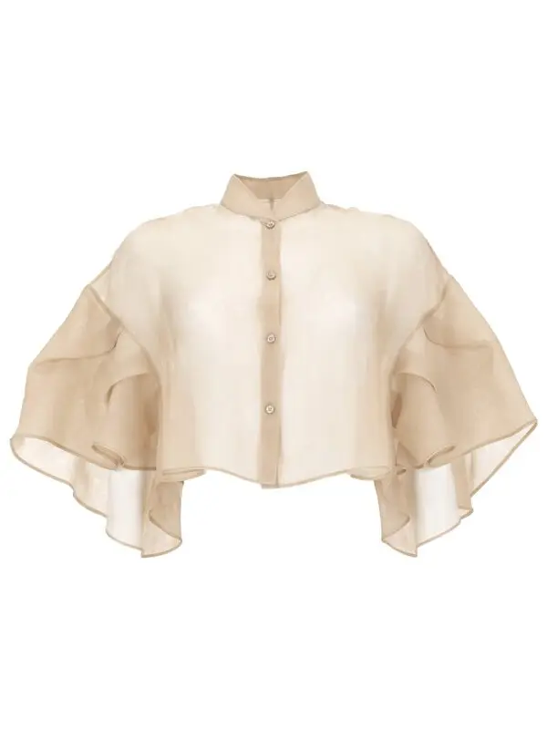 Max Mara Silk Light Knit Cropped Shirt