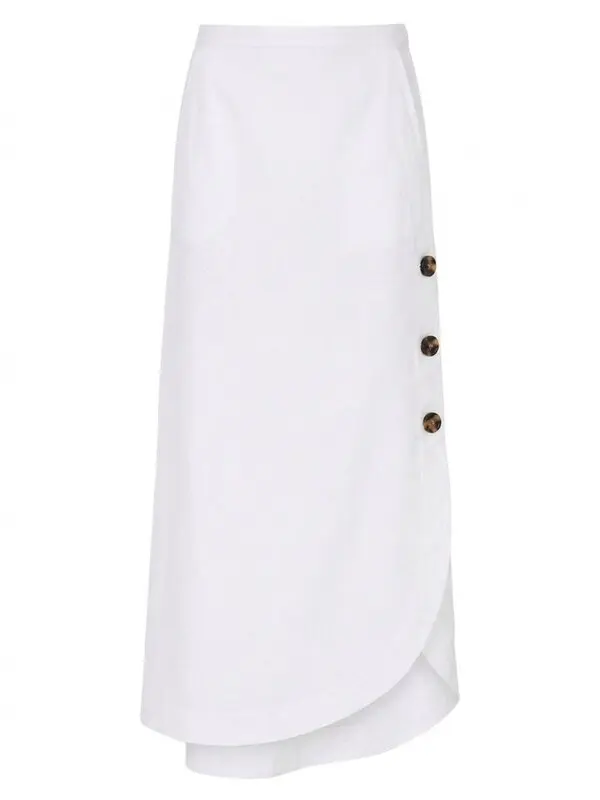 Max Mara Canvas-blend Viscose Linen Skirt - White