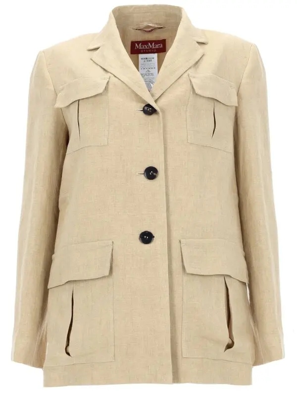Max Mara Washed Linen Drawstring Jacket