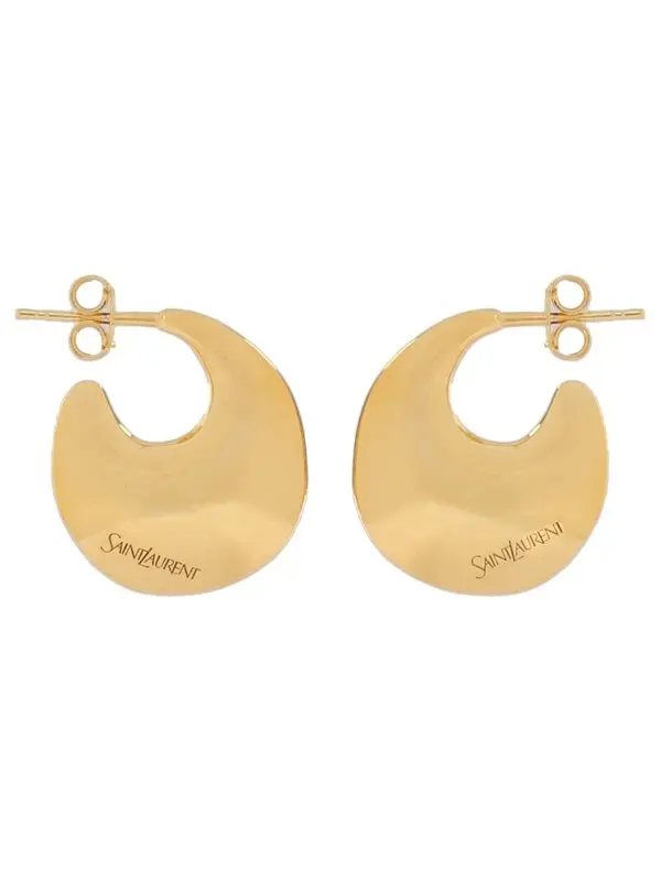 Saint Laurent Brass Creole Plate Earrings