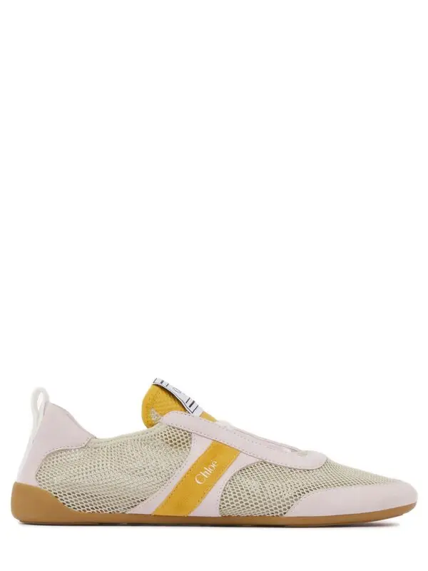Chloé Suede And Perforated Mesh Lace-up Sneaker - Verde