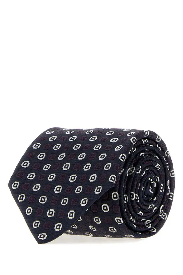 Saint Laurent Embroidered Jacquard Silk Tie - Printed
