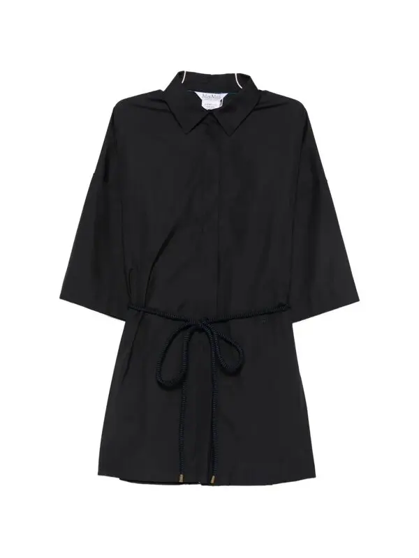 Max Mara Cotton Shirt Dress With Adjustable Front Drawstring - Blu