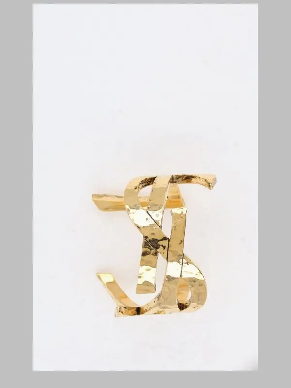 Saint Laurent Cassandra Brushed Metal Cuff Bracelet - Gold