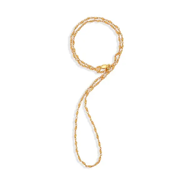 OPIUM JEWELS Plated Link Chain Necklace With Hammered Beads - Gold