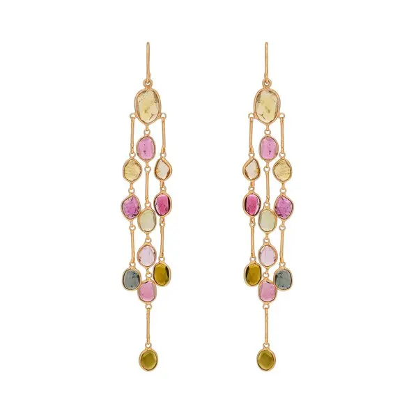 OPIUM JEWELS Multi-coloured Tourmaline Cascade Earrings