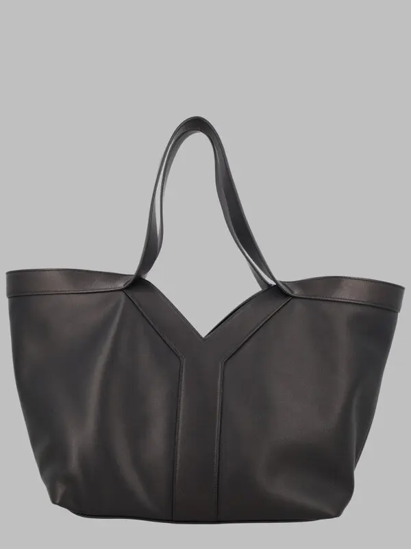 Saint Laurent Mini Leather Tote Handbag, 24 X 29 X 16.5 Cm - Black