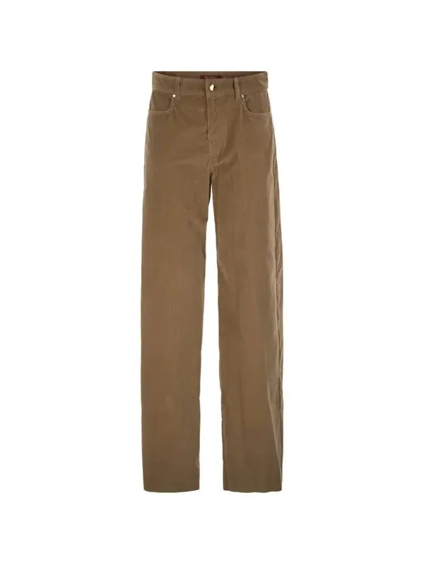 Max Mara Cotton Elastane Belted Utility Pants - Beige