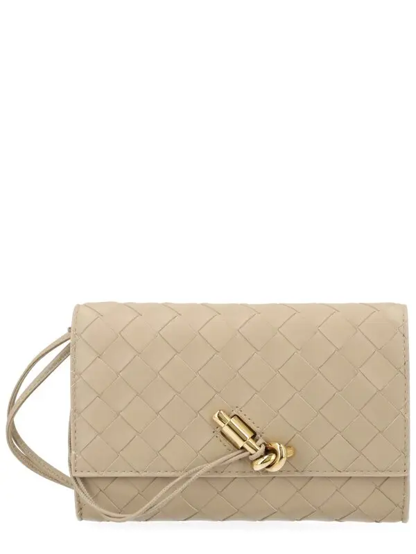 Bottega Veneta Andiamo Mini Clutch In Lamb Leather - Beige