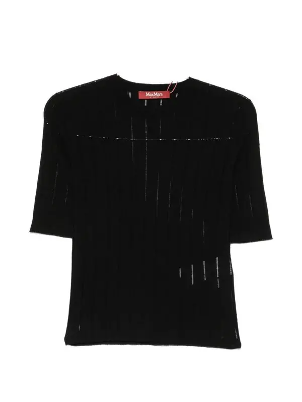 Max Mara Wool & Silk Crewneck Sweater With Ribbed Edges