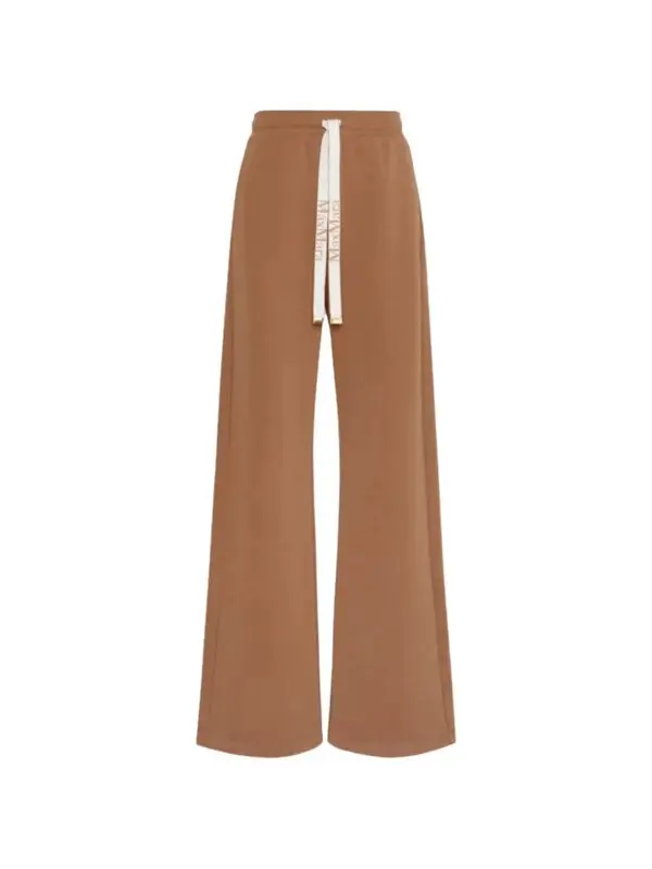 Max Mara Wide-leg Cotton-blend Trousers - Marrone